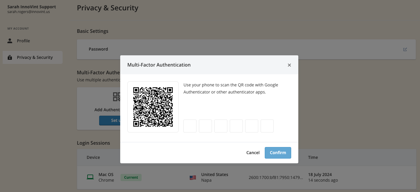 Multi-factor Authentication Settings